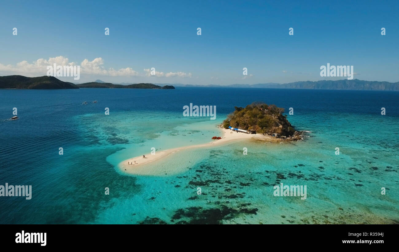 Aerial view of tropical beach on the Bulog Dos Island, Philippines ...