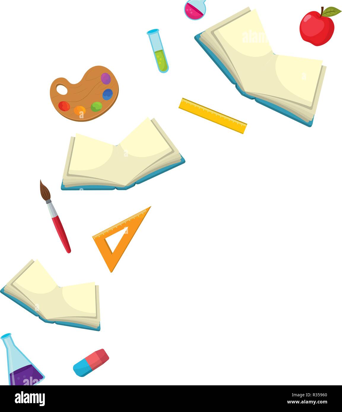 elementary school study elements cartoon vector illustration graphic ...