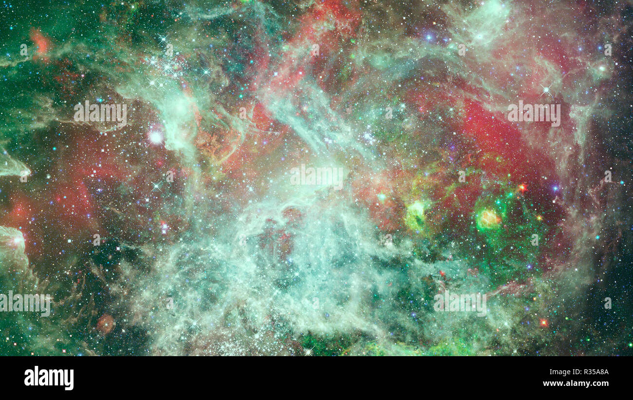 Nebula and stars in deep space, glowing mysterious universe. Elements ...