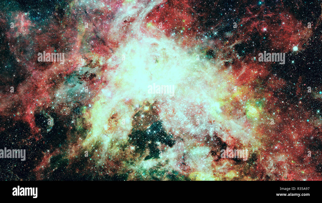 Supernova explosion with glowing nebula in the background. Elements of ...