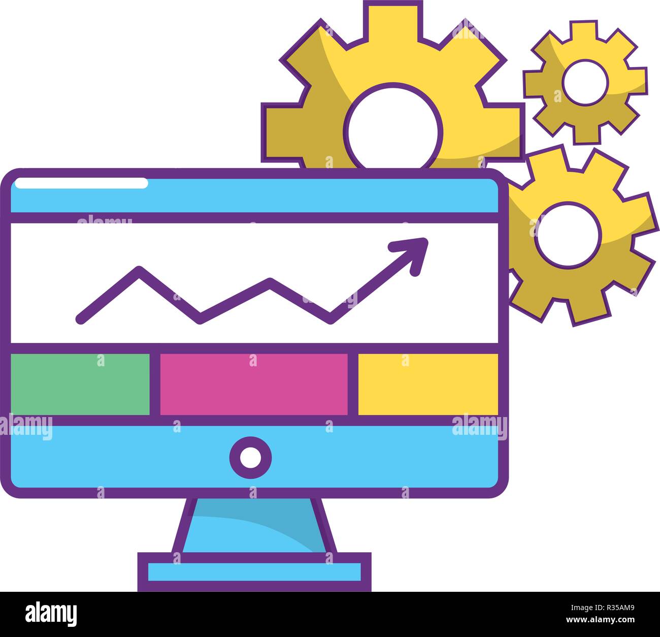 online stock exchange computer screen support cartoon vector ...