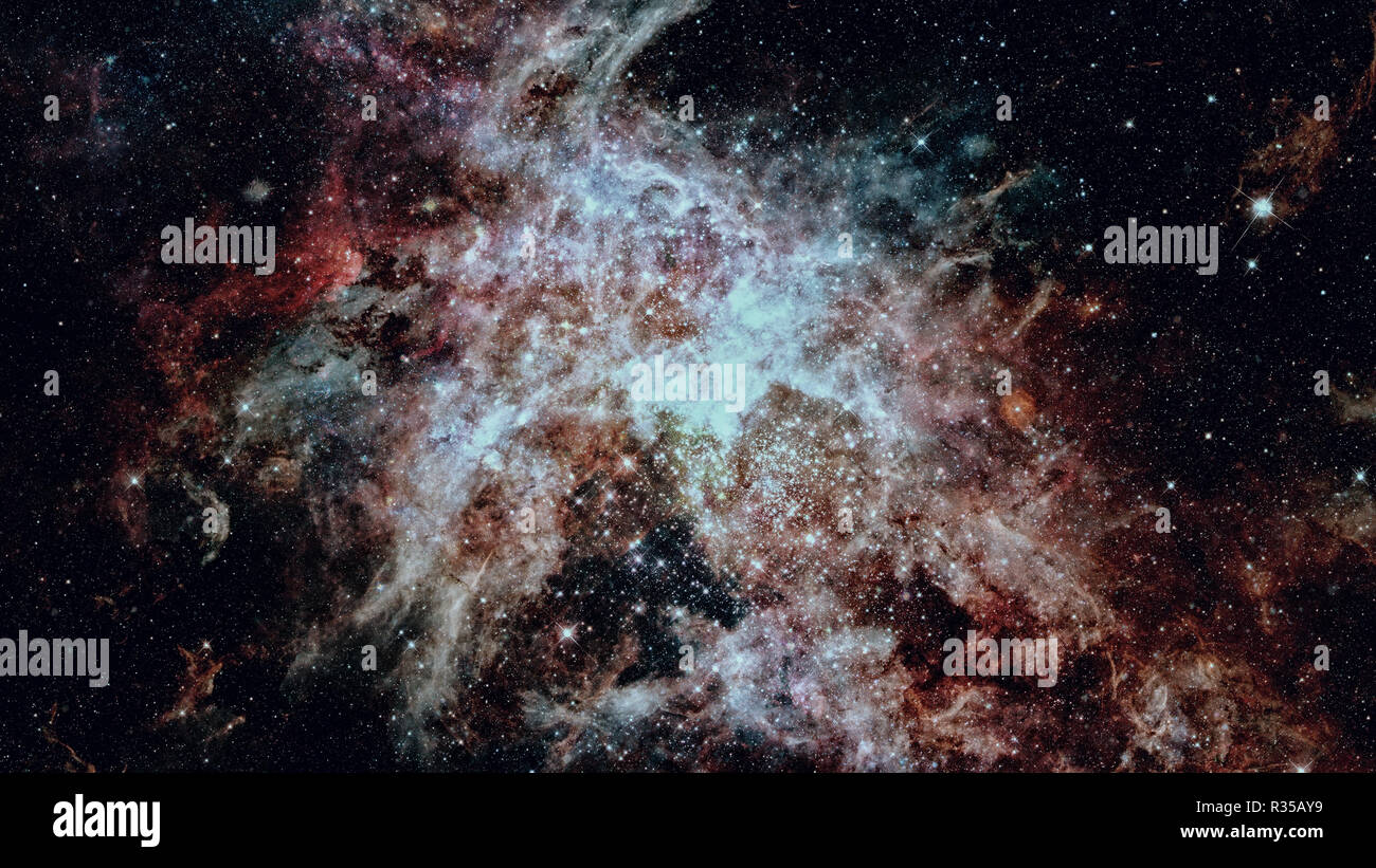 Nebula gas cloud in deep outer space. Education background. Elements of ...