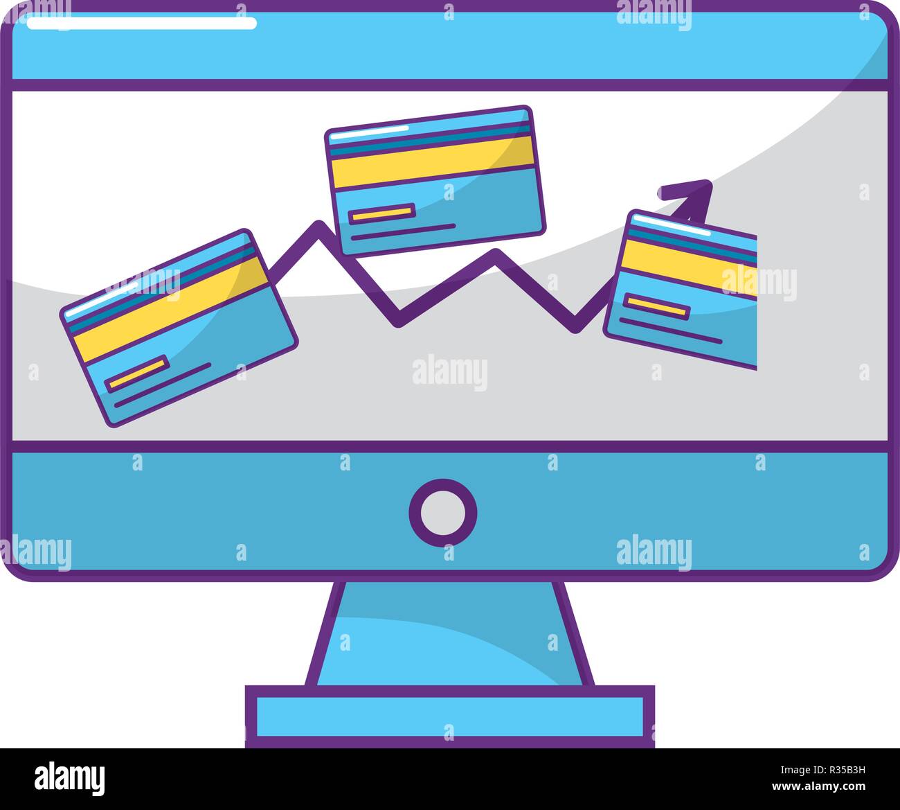online stock exchange computer screen cartoon vector illustration ...