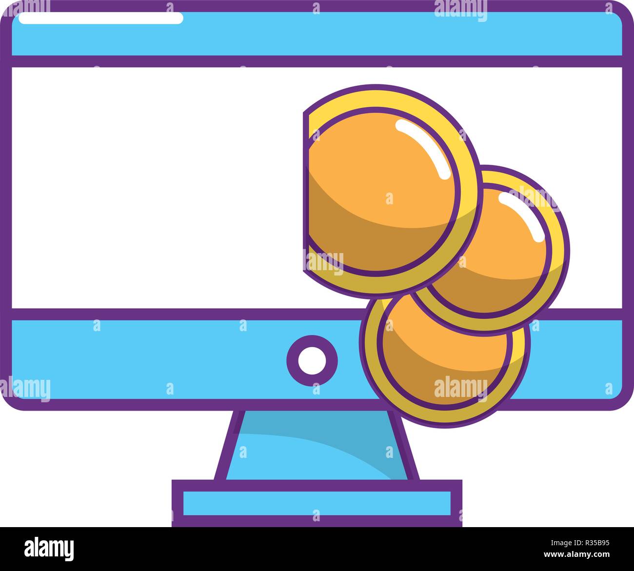 online stock exchange computer screen cartoon vector illustration ...