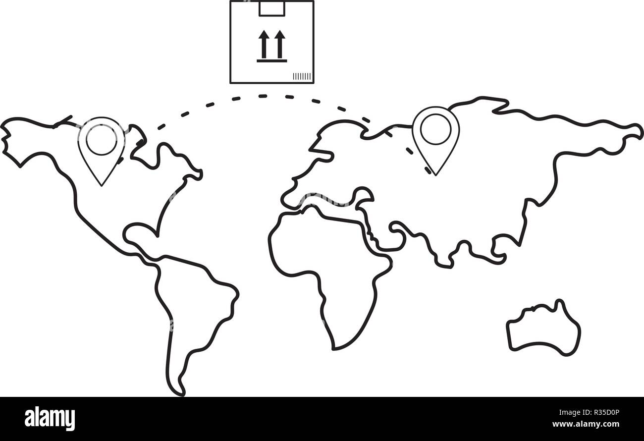 ecommerce online shopping and delivery paper box between gps location ...