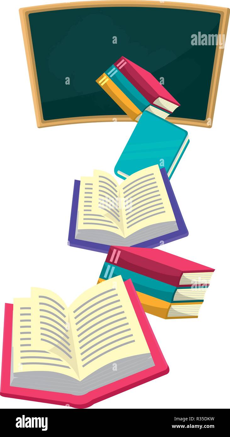 back to school board with books cartoon vector illustration graphic ...