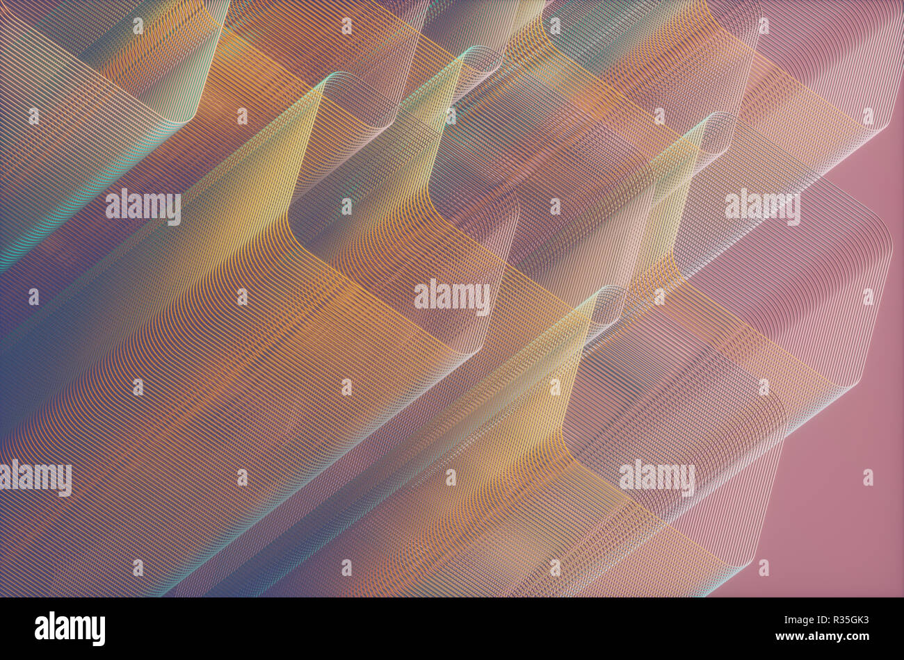 3D illustration. Artistic abstract tubular structure. Image with light ...