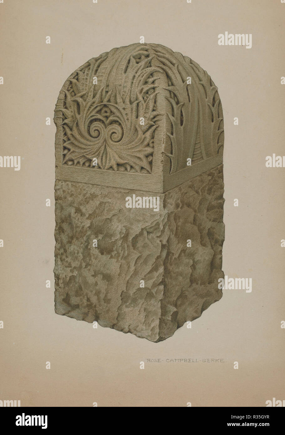 Stone Gate Post. Dated: c. 1939. Dimensions: overall: 35.8 x 24.4 cm ...