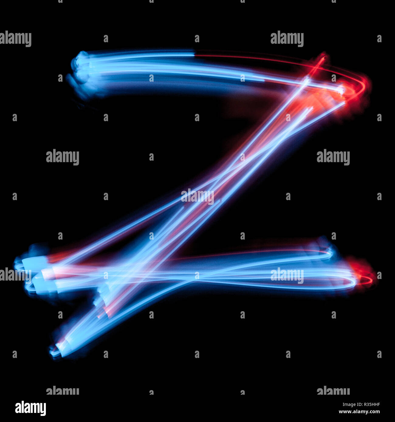 Letter Z of the alphabet made from neon sign. The blue light image ...