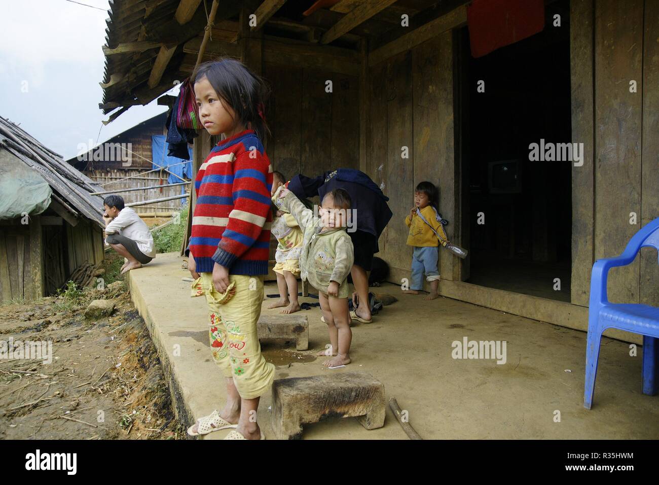 Sapa, Vietnam - August 10, 2018: Children from villages in the ...