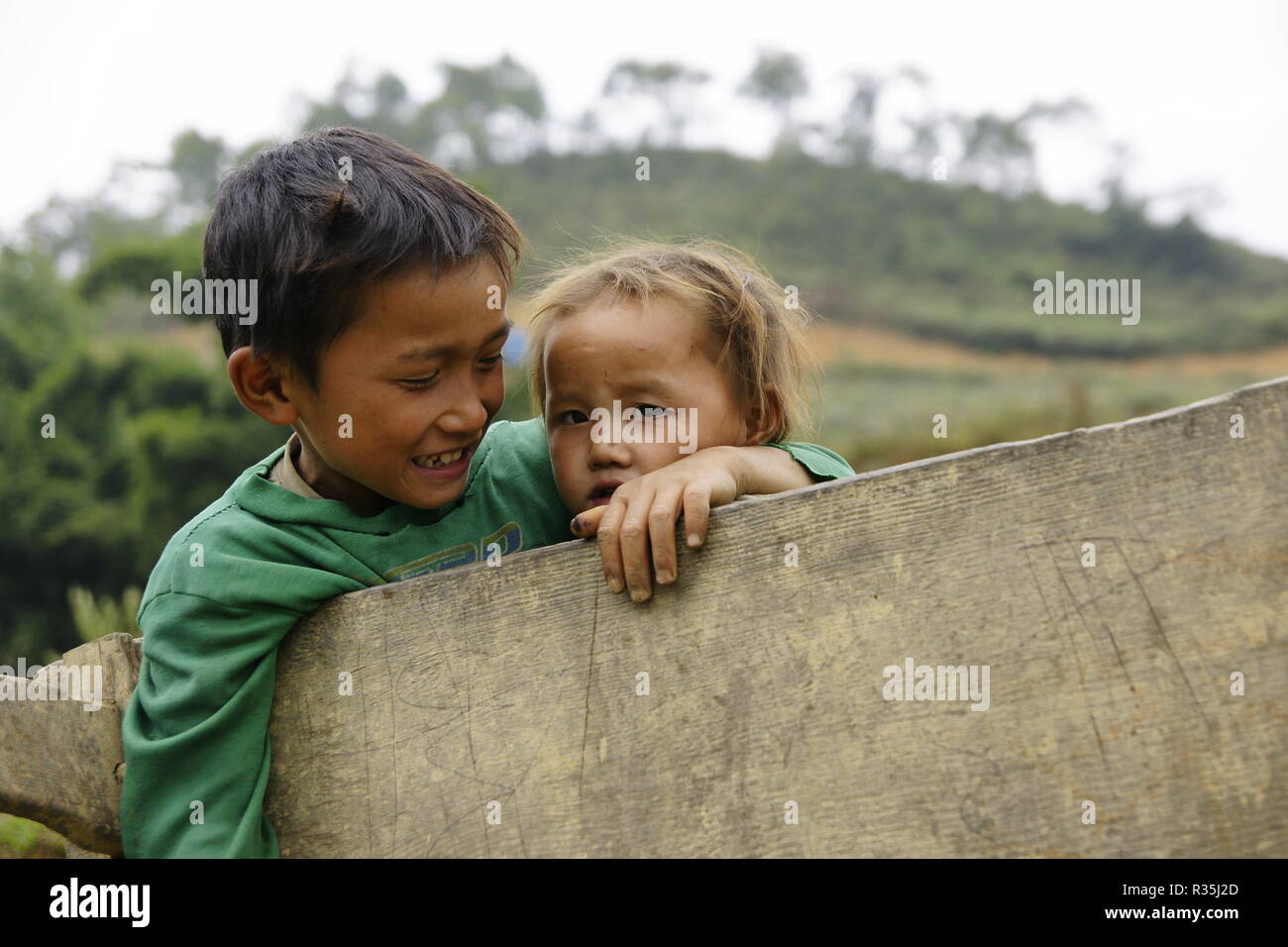 Sapa, Vietnam - August 10, 2018: Children from villages in the ...