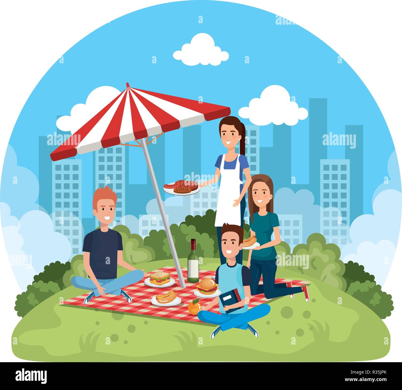 Men picnic grass Stock Vector Images - Alamy