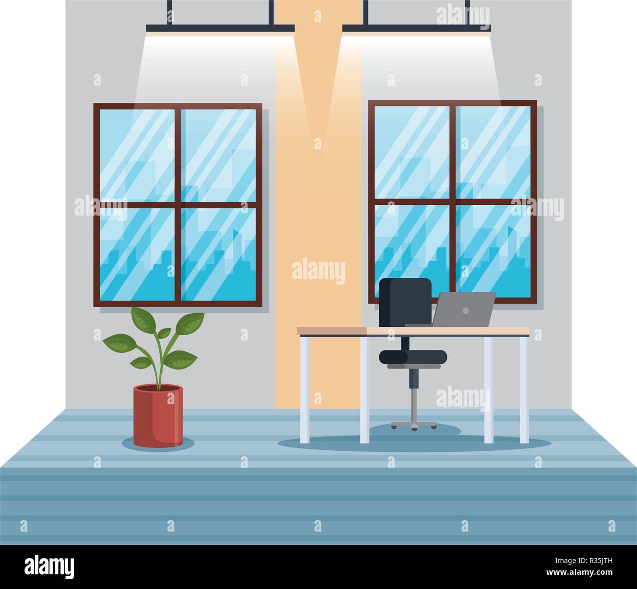 workplace office scene icon vector illustration design Stock Vector ...