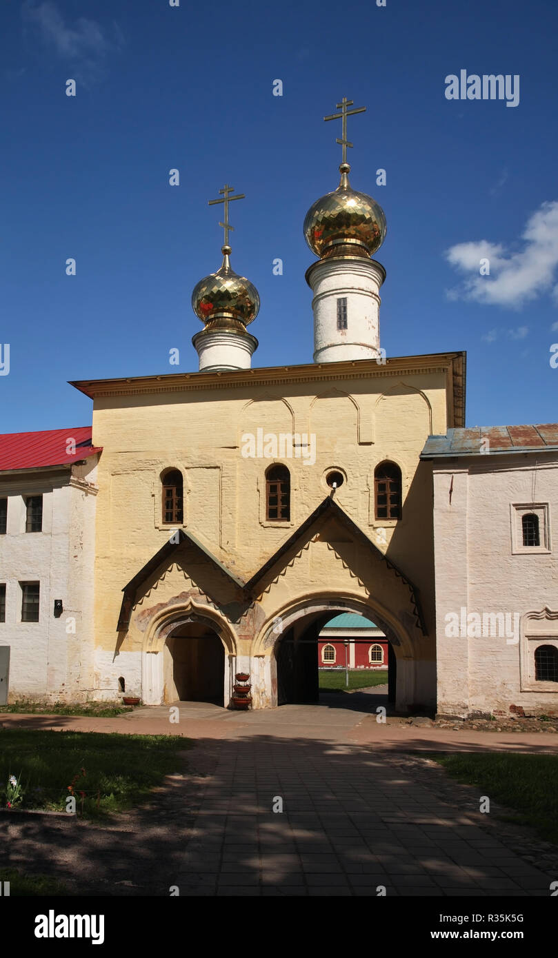 Holy Gate with Church of Ascension at Tikhvin Assumption Monastery in ...