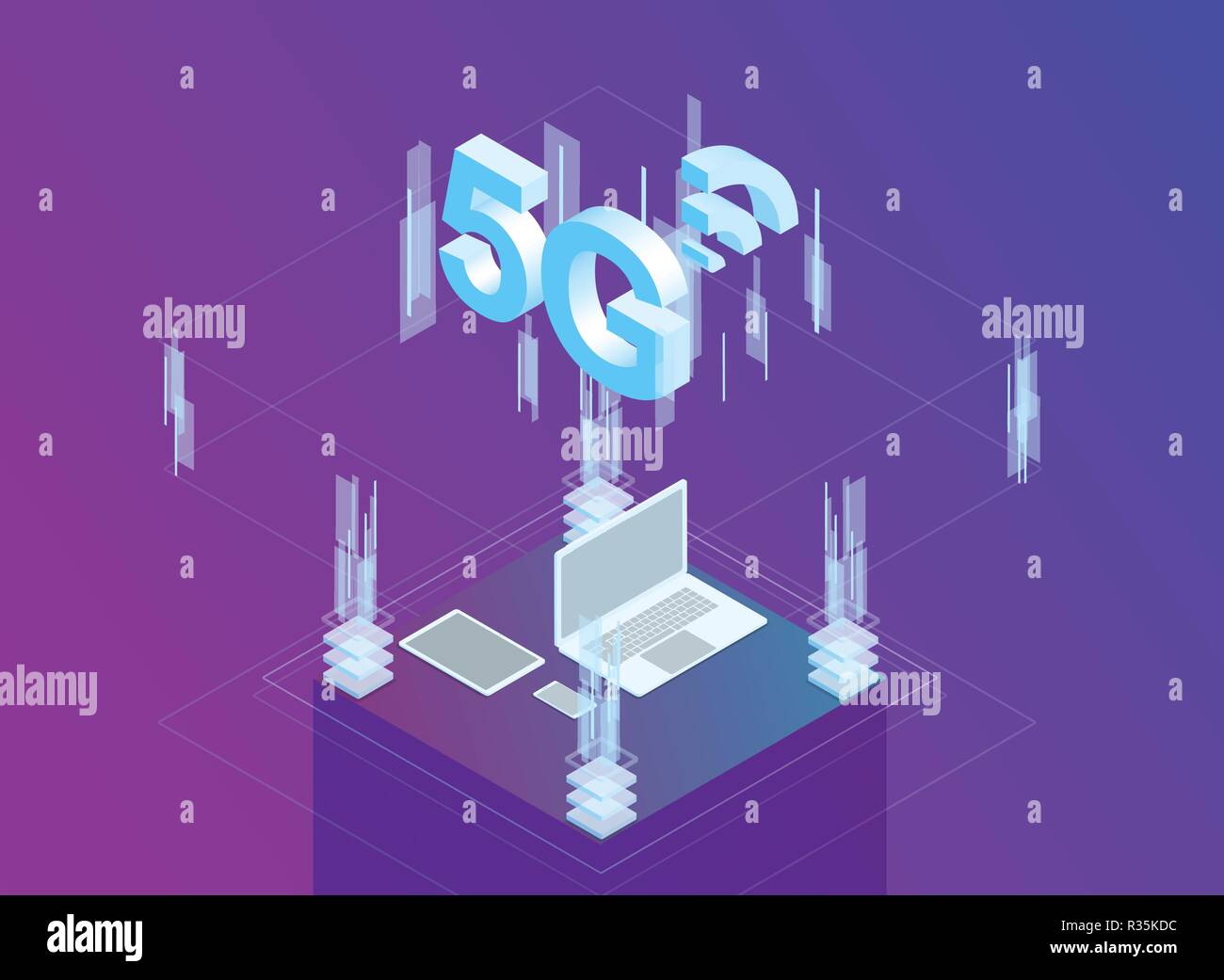 Internet of things 3d isometric flat design, new 5th generation of ...