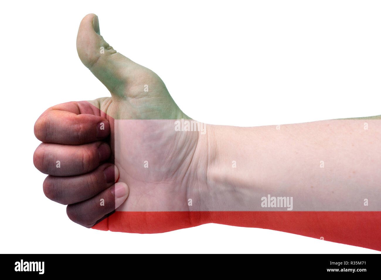 The concept of Kuwait-the hand gives a thumbs up with the flag of ...