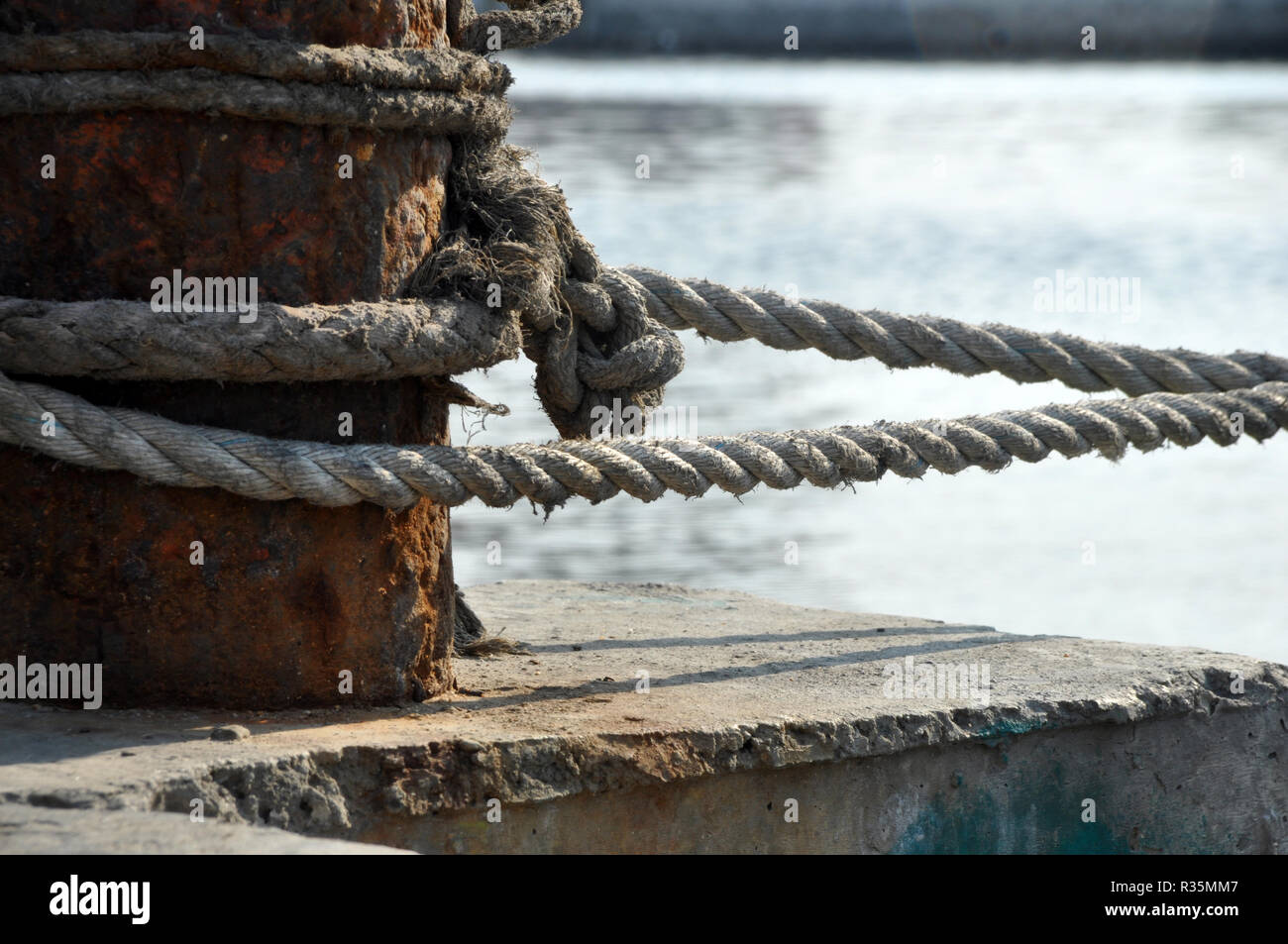Mooring Rope in the Port Stock Photo - Alamy