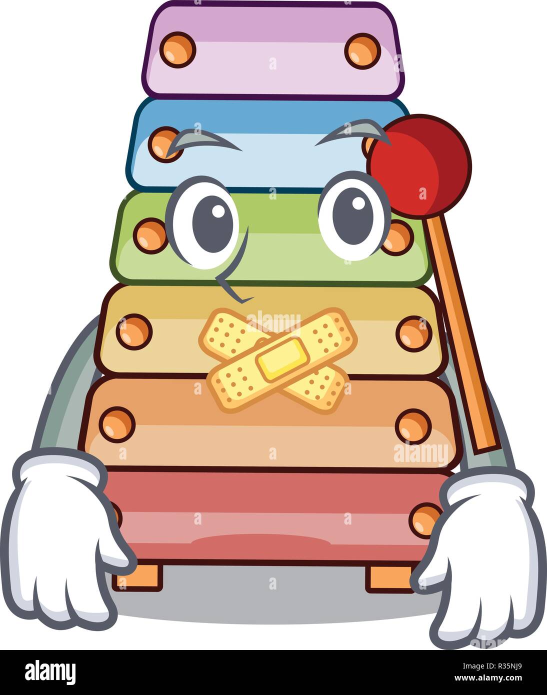 Silent xylophone with character wooden on table Stock Vector Image ...
