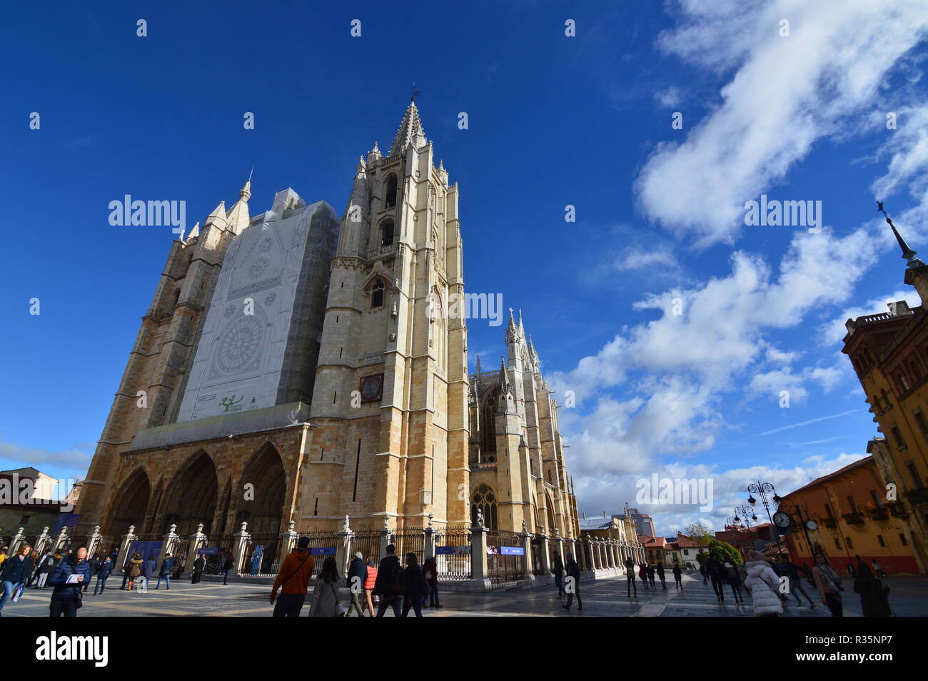 Main And Side Facade With Some Beautiful Clouds In The Sky At Leon ...