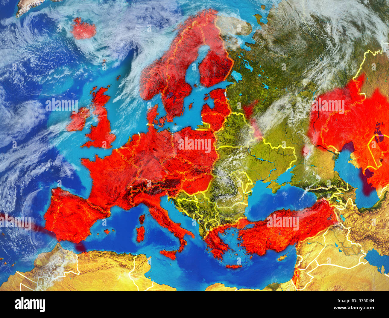 OECD European members from space on model of planet Earth with country ...