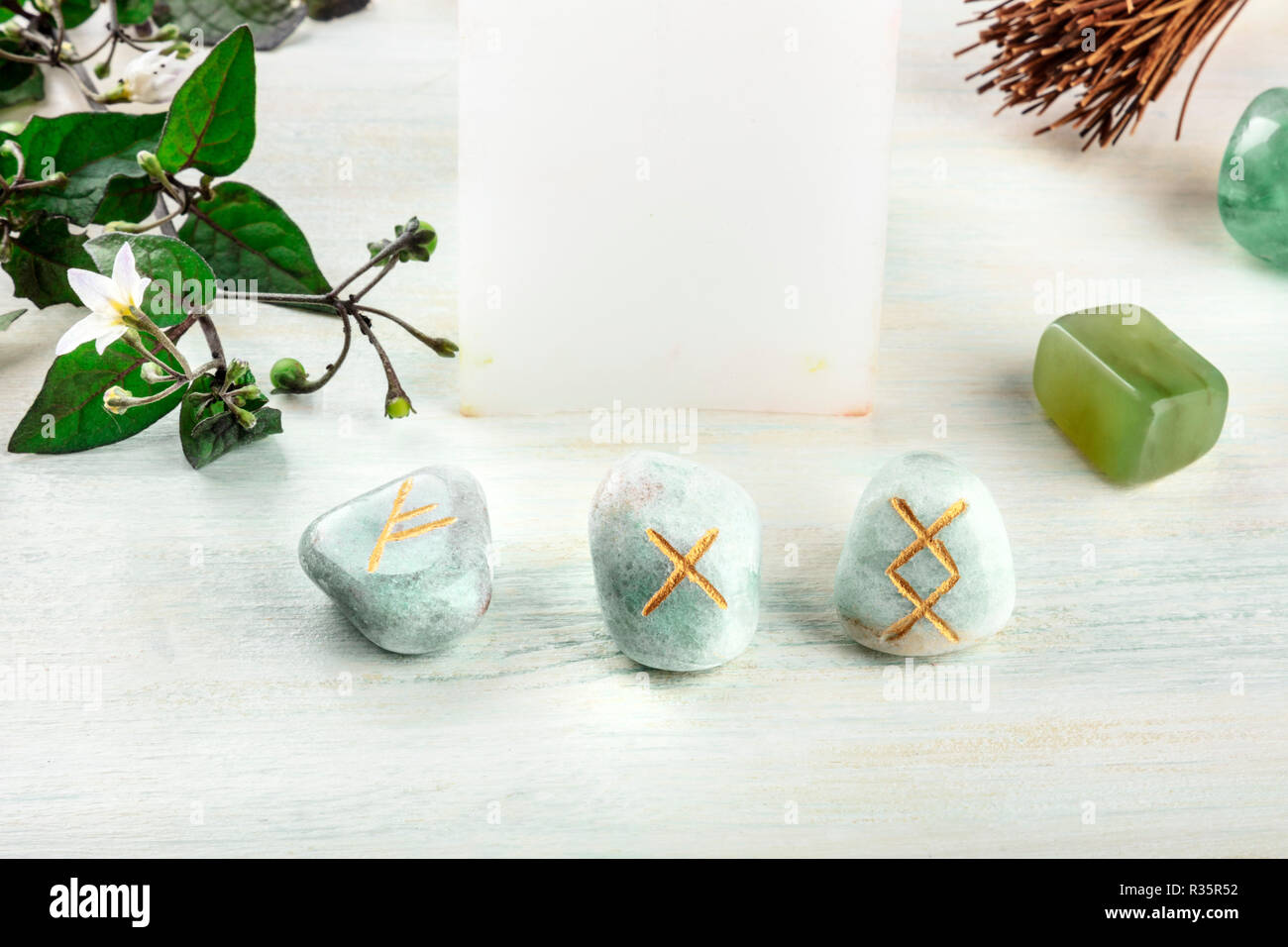Norse runes, stones with symbols used in Wicca and other magic and for ...