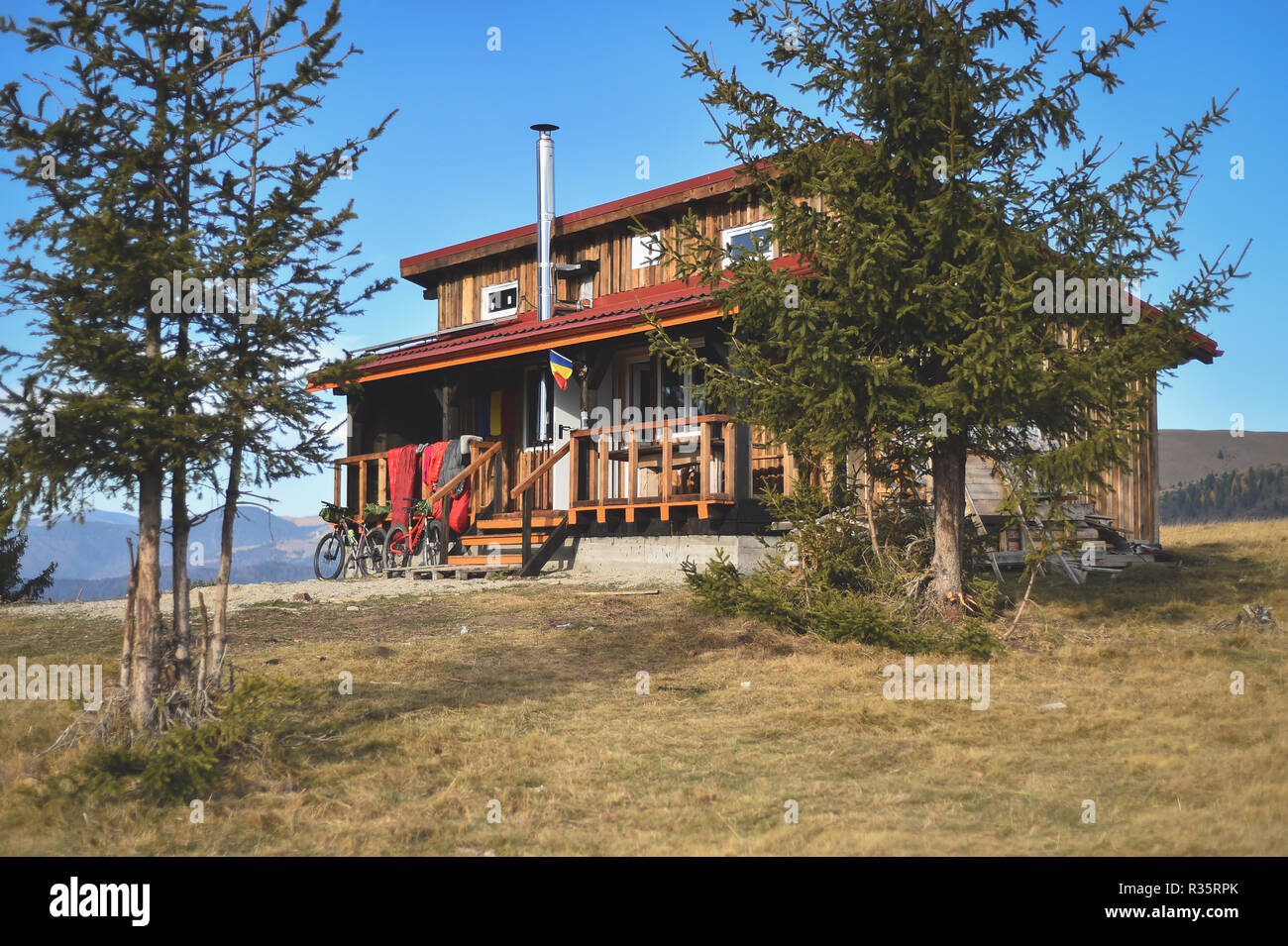 Mountain refuge in a beautiful autumn scenery Stock Photo - Alamy