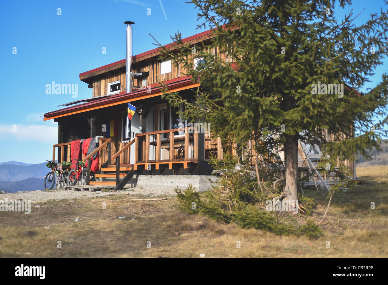 Mountain refuge in a beautiful autumn scenery Stock Photo - Alamy