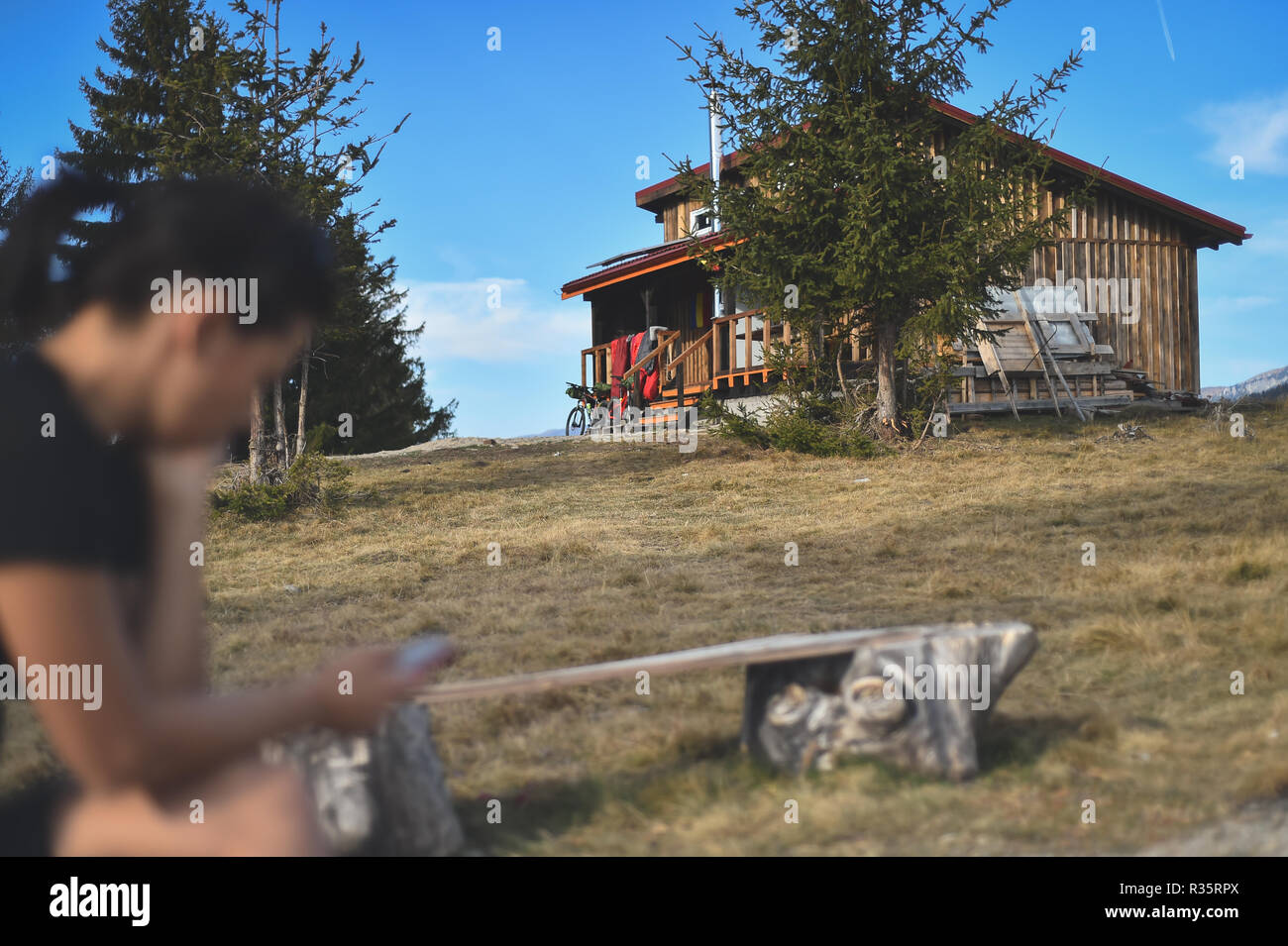 Mountain refuge in a beautiful autumn scenery Stock Photo - Alamy