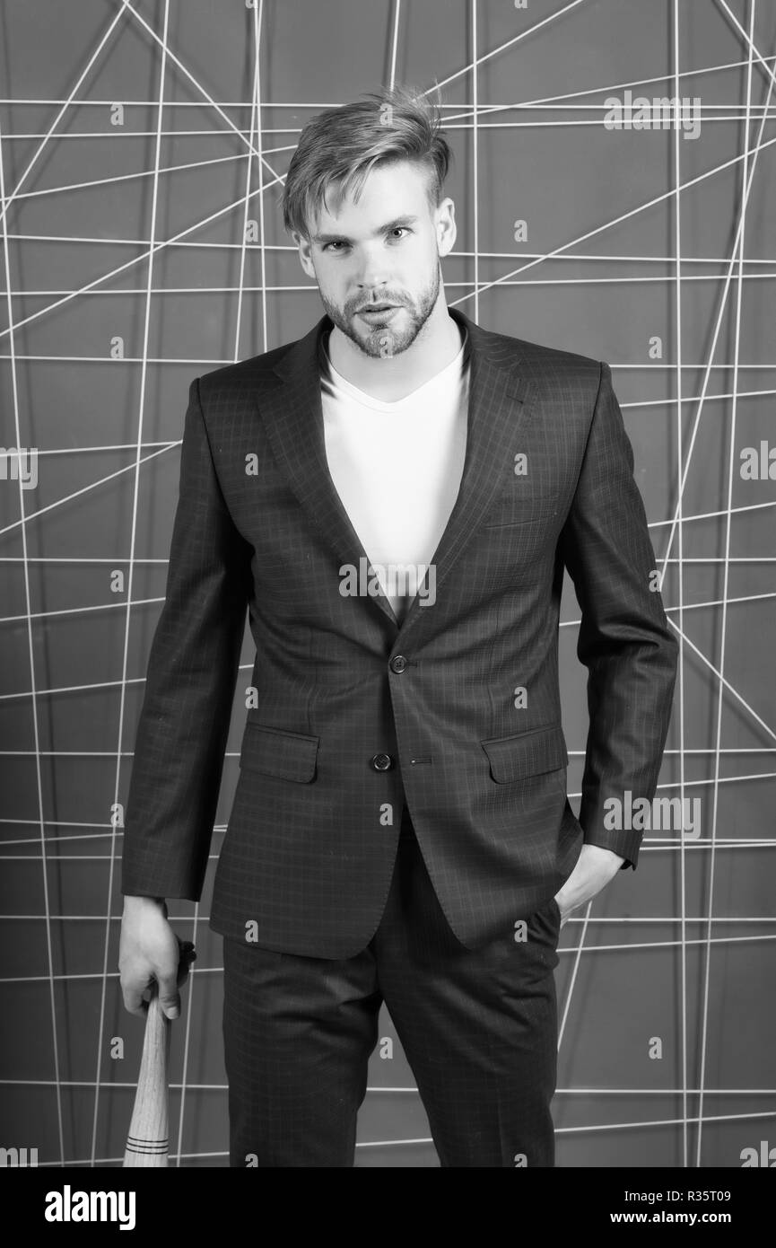 Aggressive business strategy concept. Businessman man in formal elegant ...