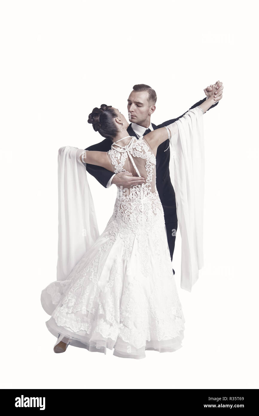dance ballroom couple in a dance pose isolated on white background ...