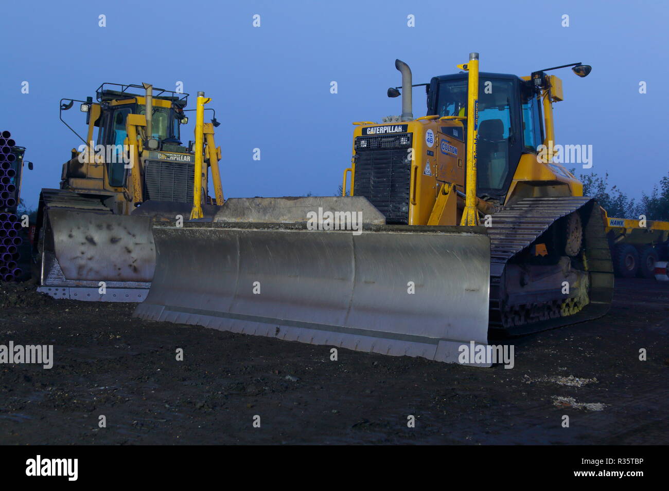 Bulldozers parked up on the construction site of the new FARRRS link ...
