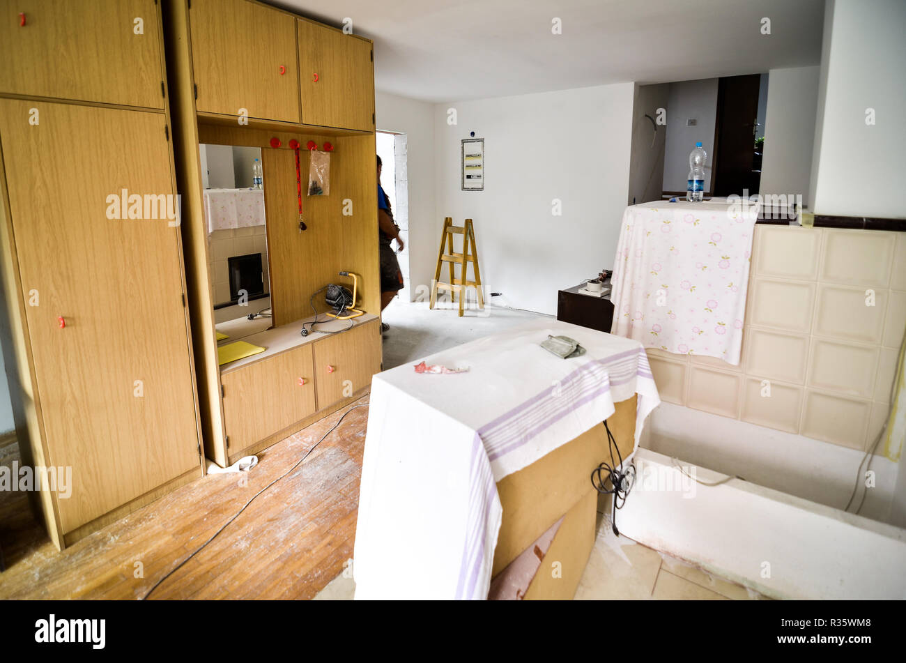 Renovating and rebuilding interior of home house or apartment ...