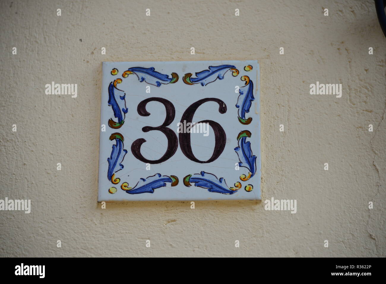 house facades,street signs,email,tiles,spain,house number 36 Stock ...