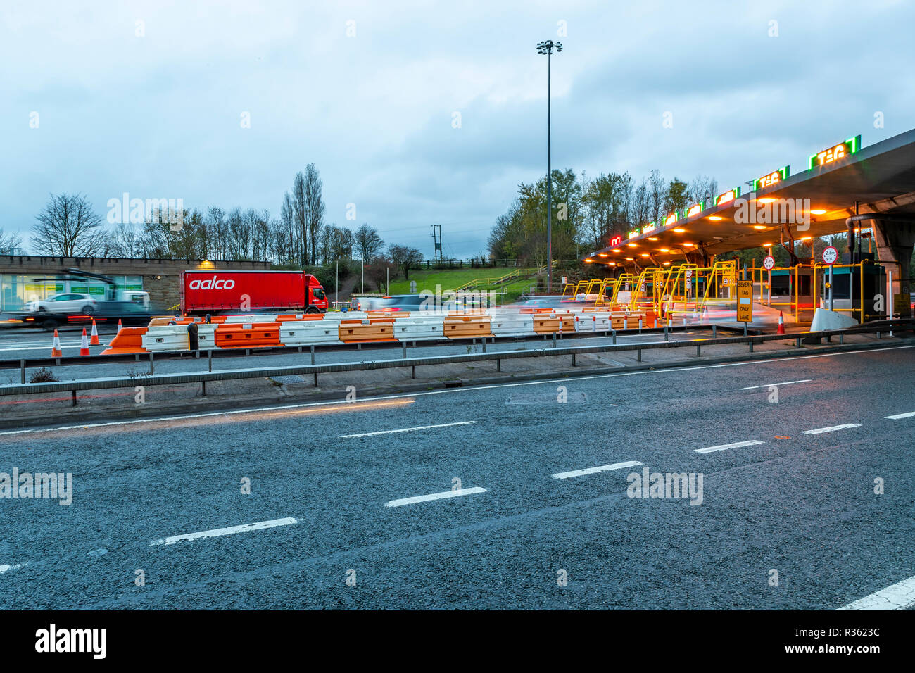 Toll plaza, M48 Severn River crossing, Aust, Bristol. The tolls between ...