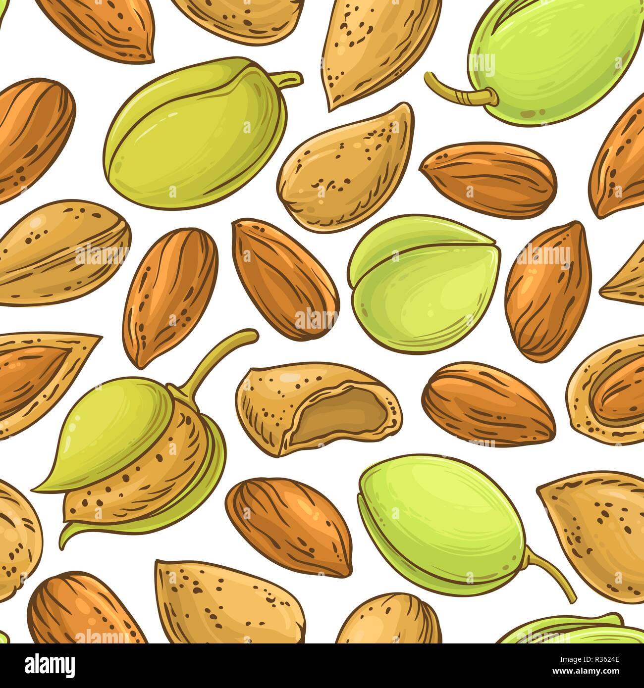 almond nuts vector pattern on white background Stock Vector Image & Art ...