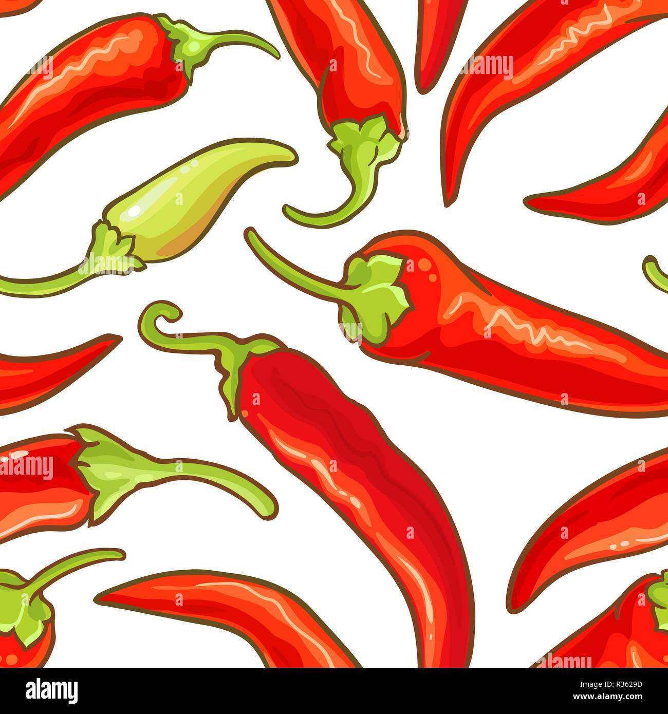cayenne pepper vector seamless pattern on white background Stock Vector ...