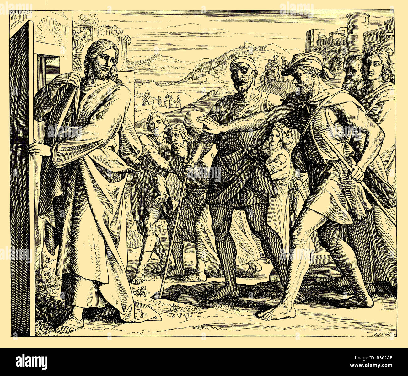 Jesus heals two blind people, Julius Schnorr von Carolsfeld Stock Photo ...
