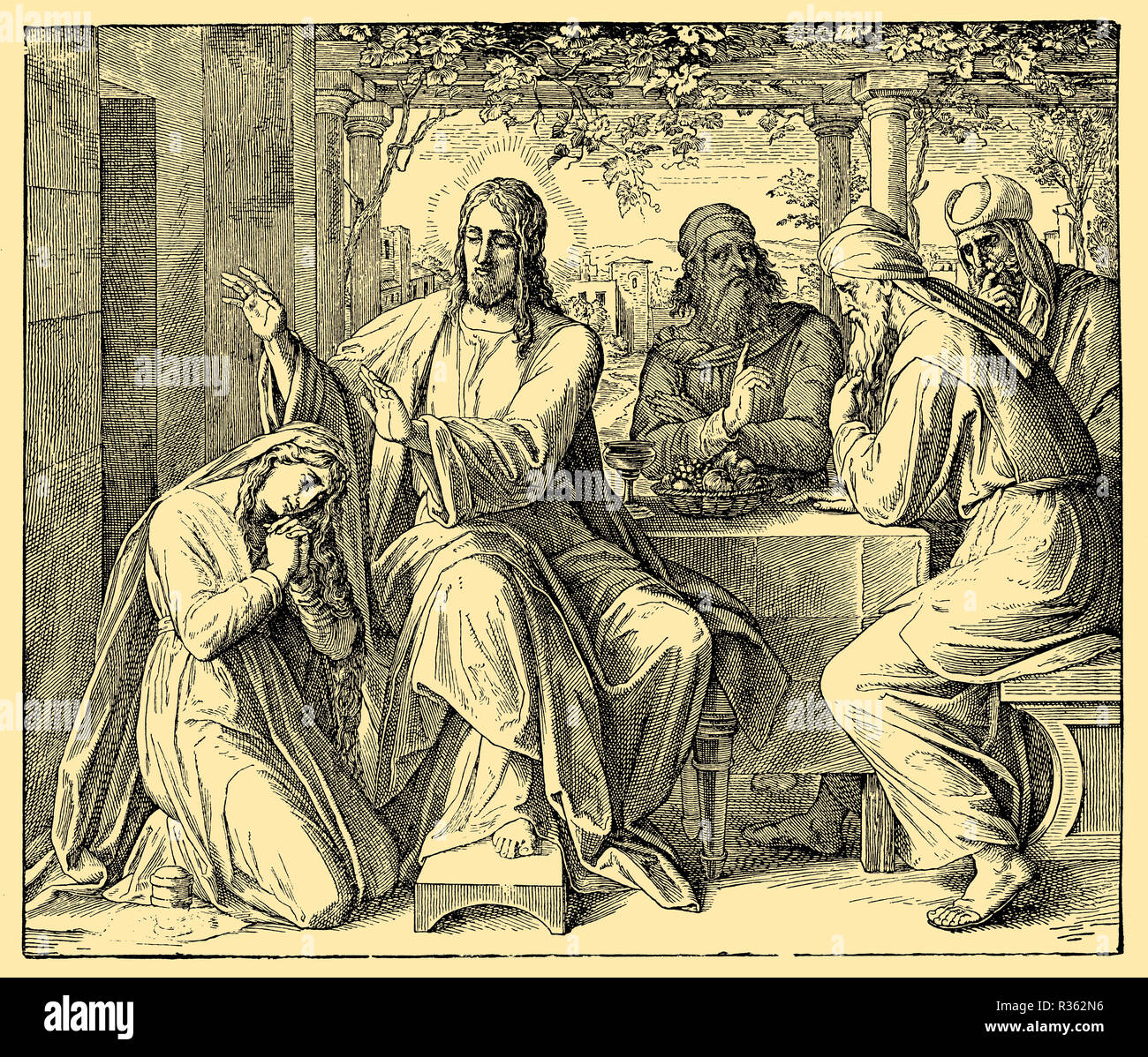 Jesus and the sinner, Julius Schnorr von Carolsfeld Stock Photo - Alamy