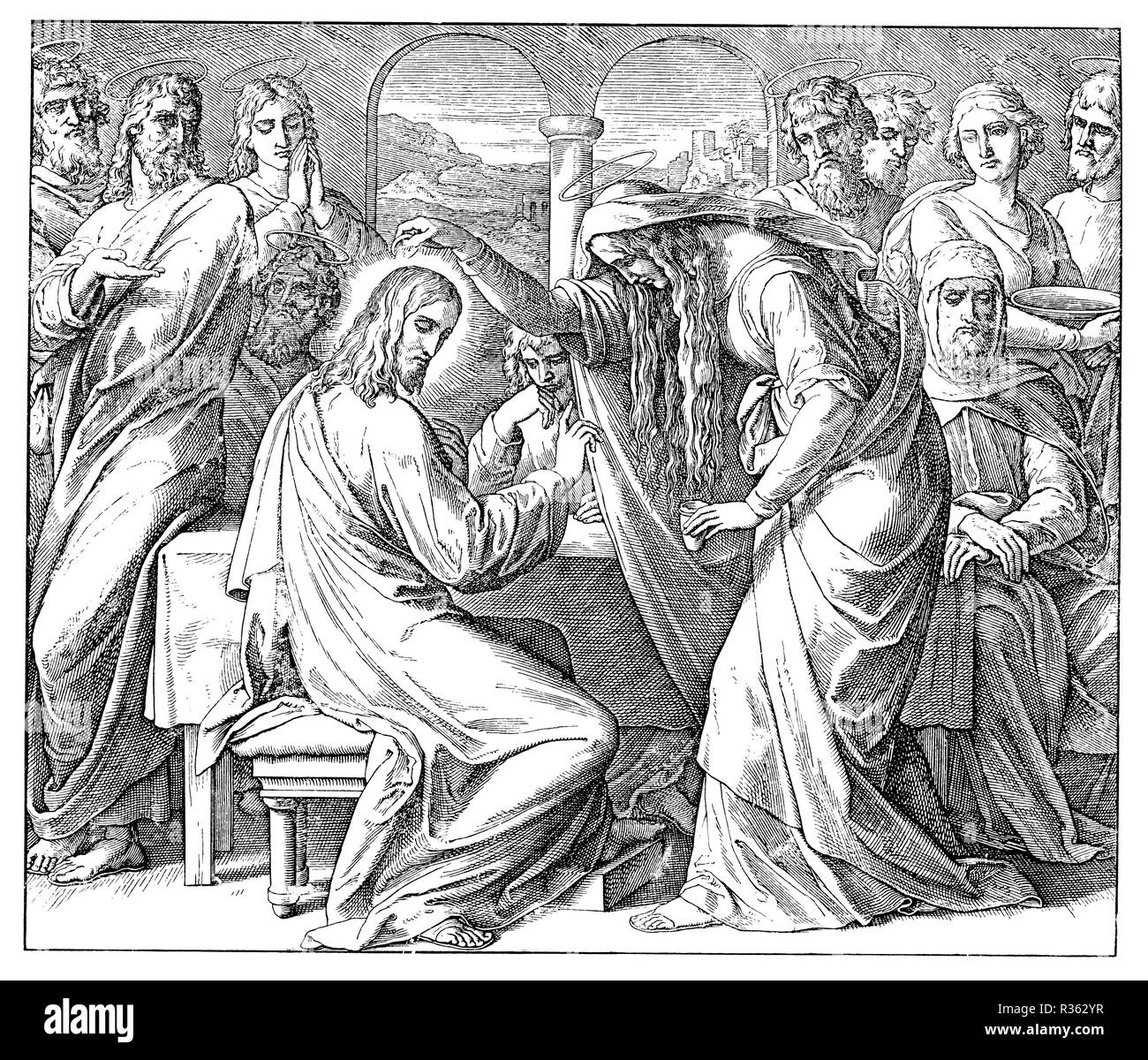 Christ's anointing at Bethany, Julius Schnorr von Carolsfeld Stock ...