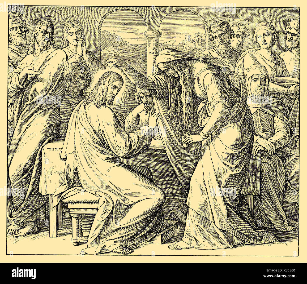 Christ's anointing at Bethany, Julius Schnorr von Carolsfeld Stock ...