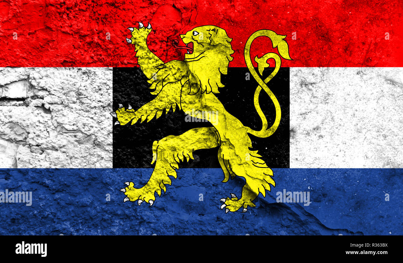 Flag of Benelux close up painted on a cracked wall, concept of armed ...