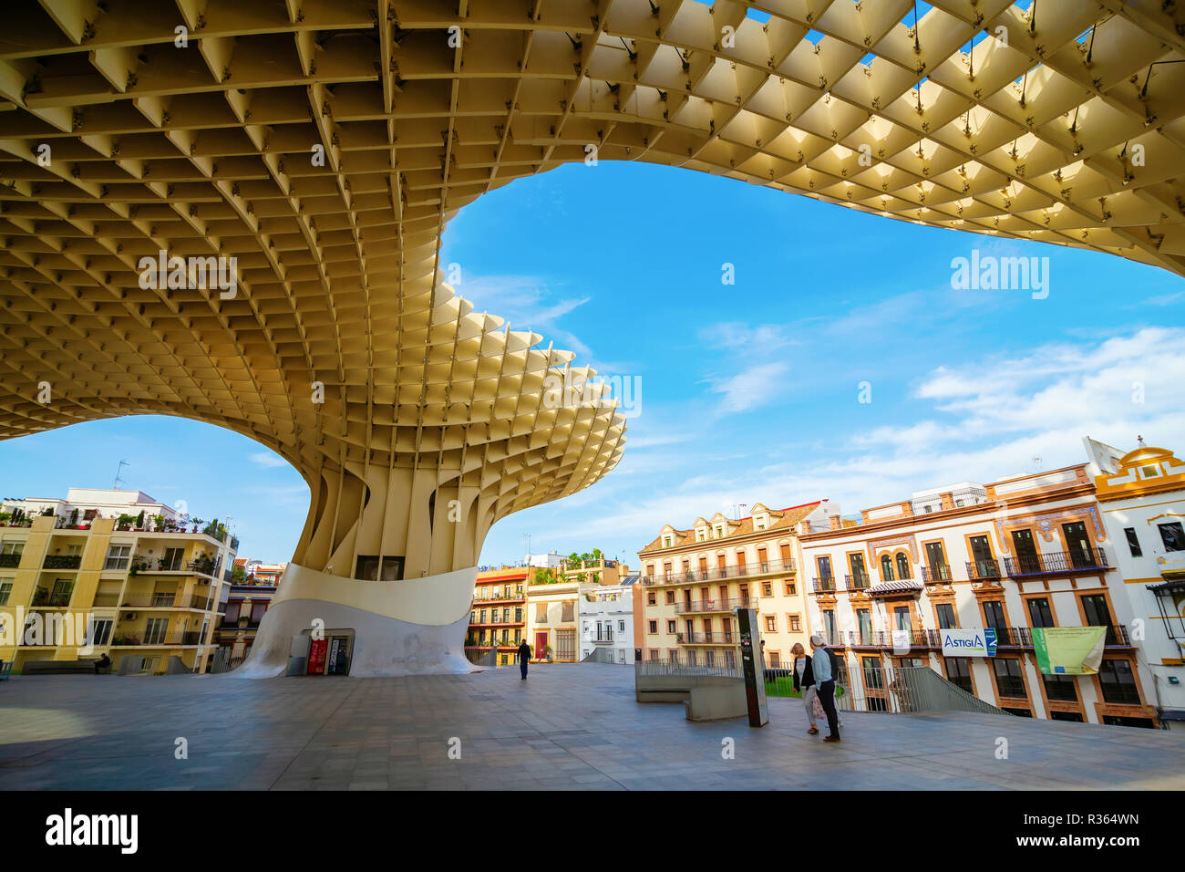 Seville, Spain - November 13, 2018: Metropol Parasol with unidentified ...