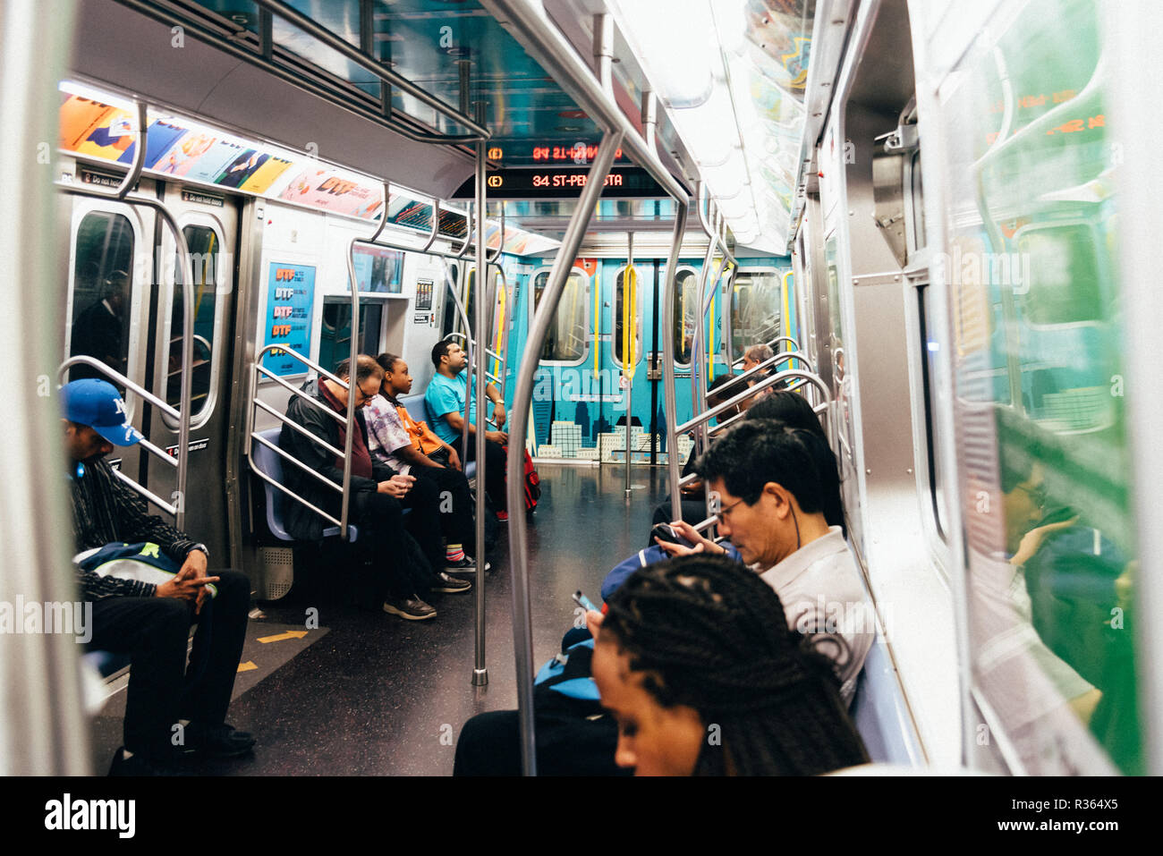 Passengers inside new york city subway hi-res stock photography and ...