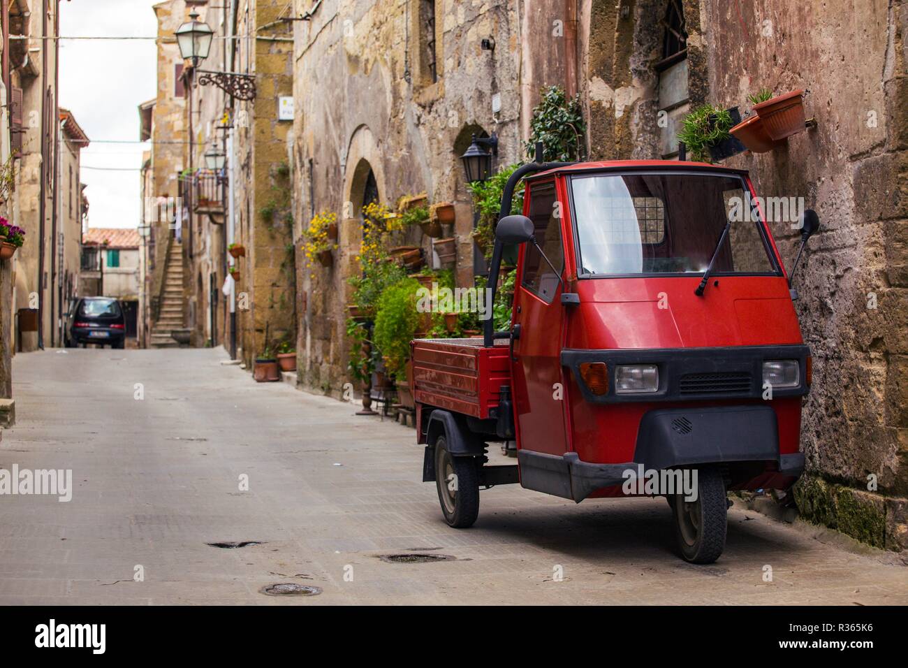 Piaggio Ape standing at the empty street of old italian town Stock ...