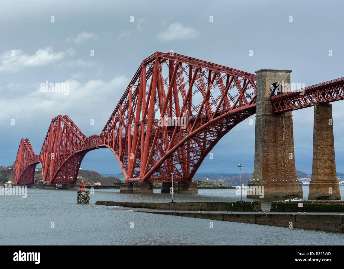 The Forth Bridge (rail bridge) from South Queensferry, Edinburgh. On an ...