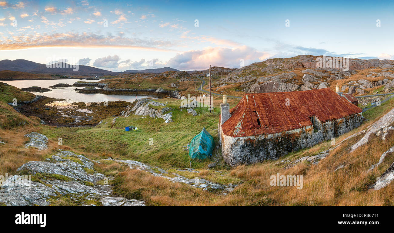 Sunset over an abandoned croft house hi-res stock photography and ...