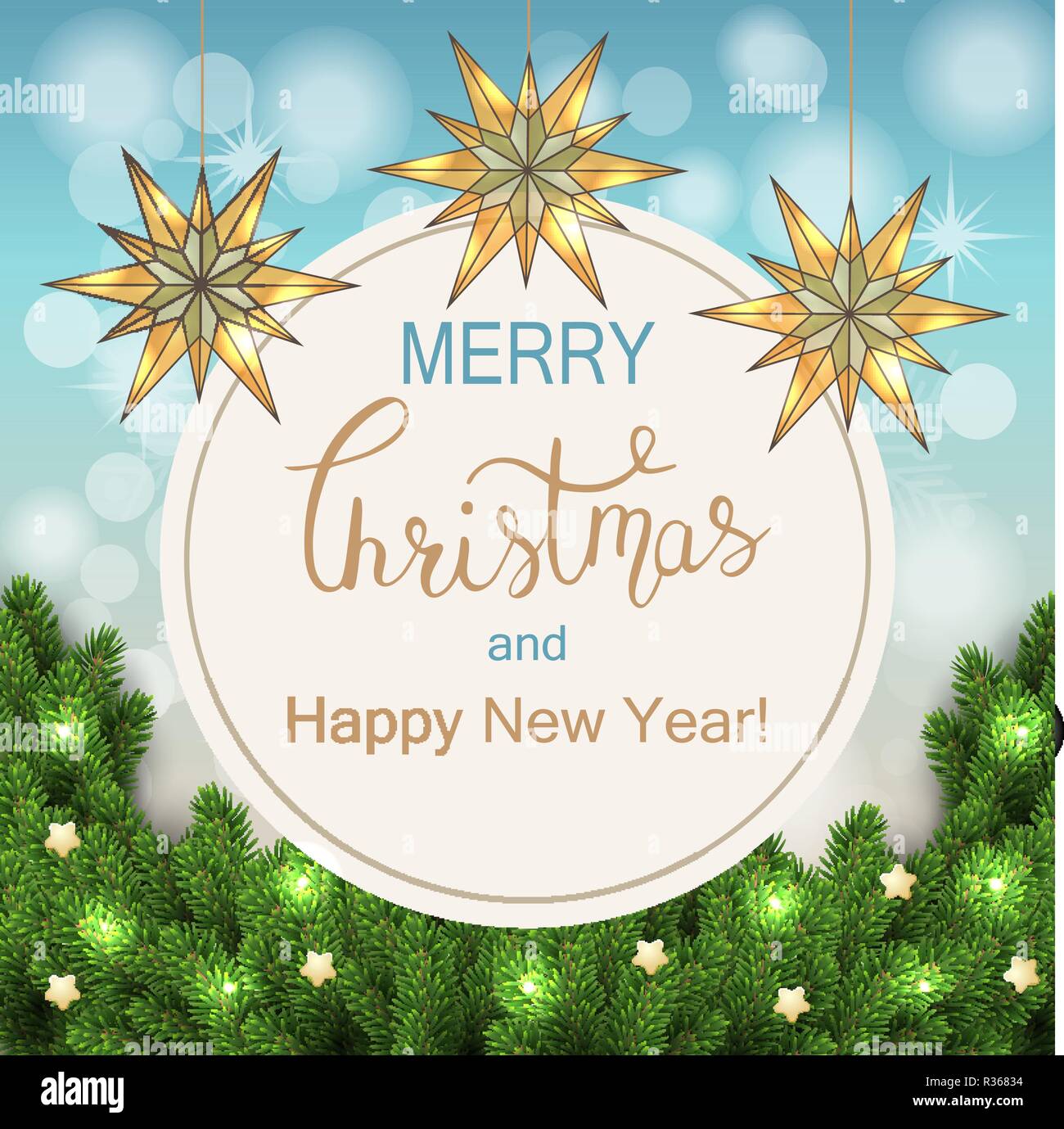 White card with Christmas wreath. Vector illustration Stock Vector ...