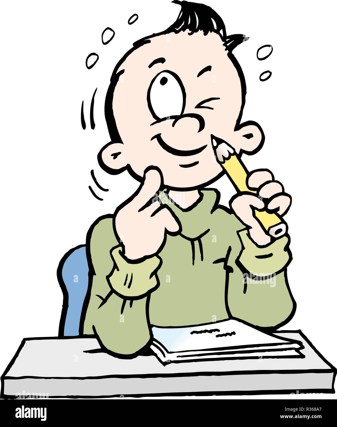 Cartoon Vector illustration of a thoughtful School Boy Stock Photo - Alamy