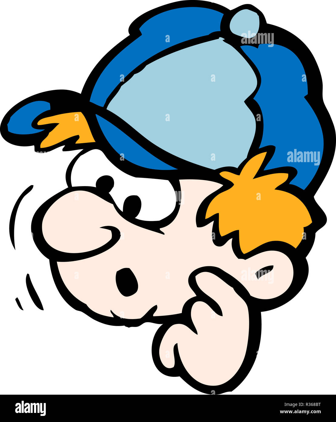 Cartoon Vector illustration of a thoughtful School Boy Stock Photo - Alamy