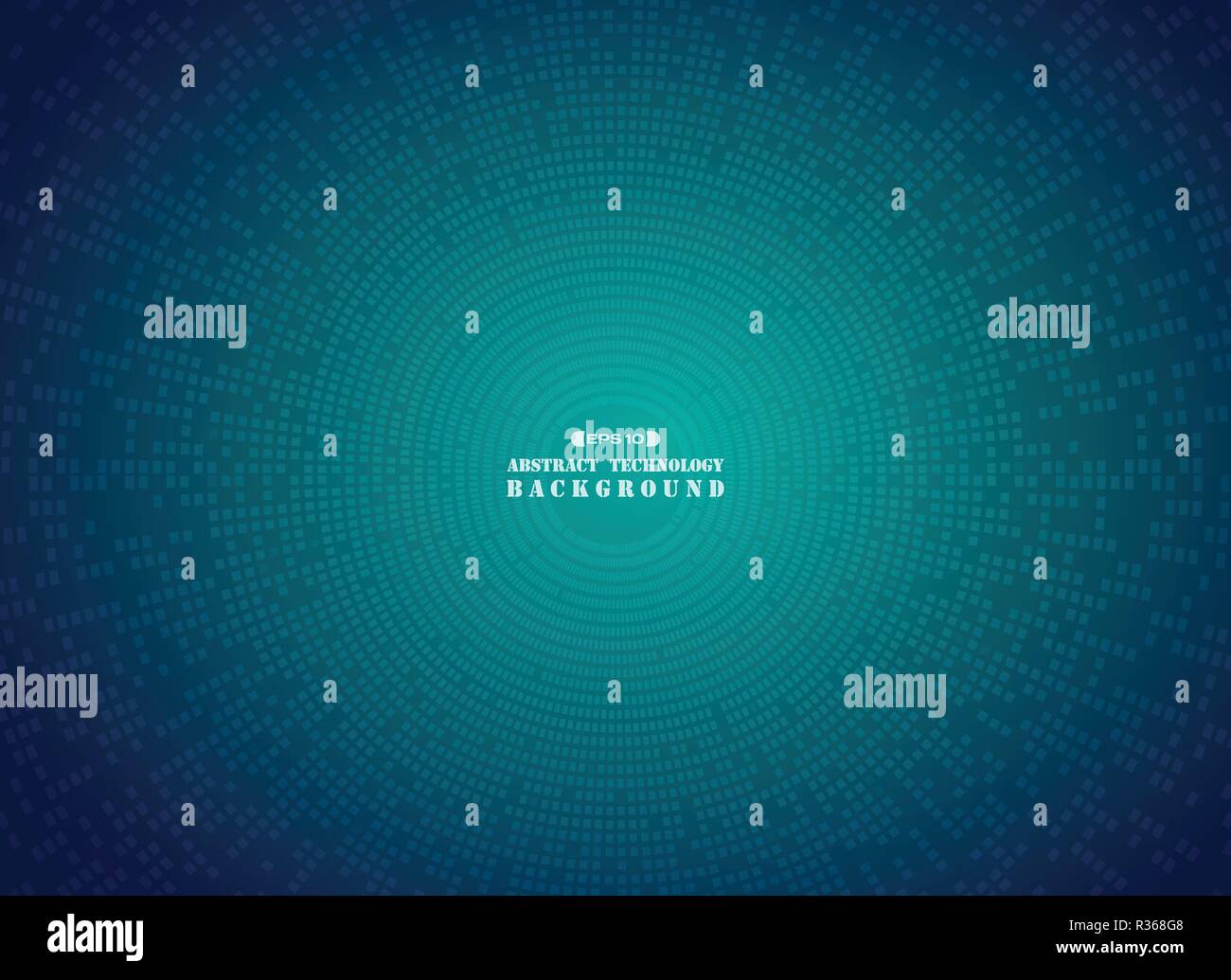 Abstract of futuristic blue square grid pattern circle background ...